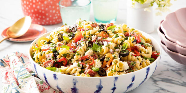 This Italian pasta salad is loaded with salami, mozzarella, and fresh basil