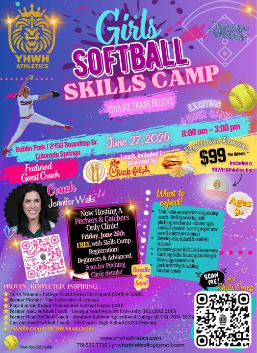Sign up for YHWH Athletics’ girls softball skills camp on June 27