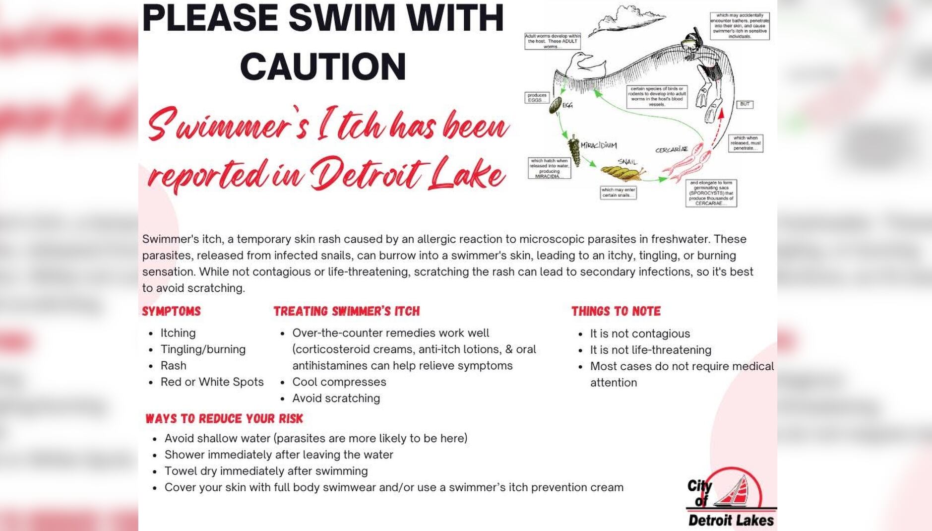 Swimmer’s itch reported in Detroit Lake, officials urge caution