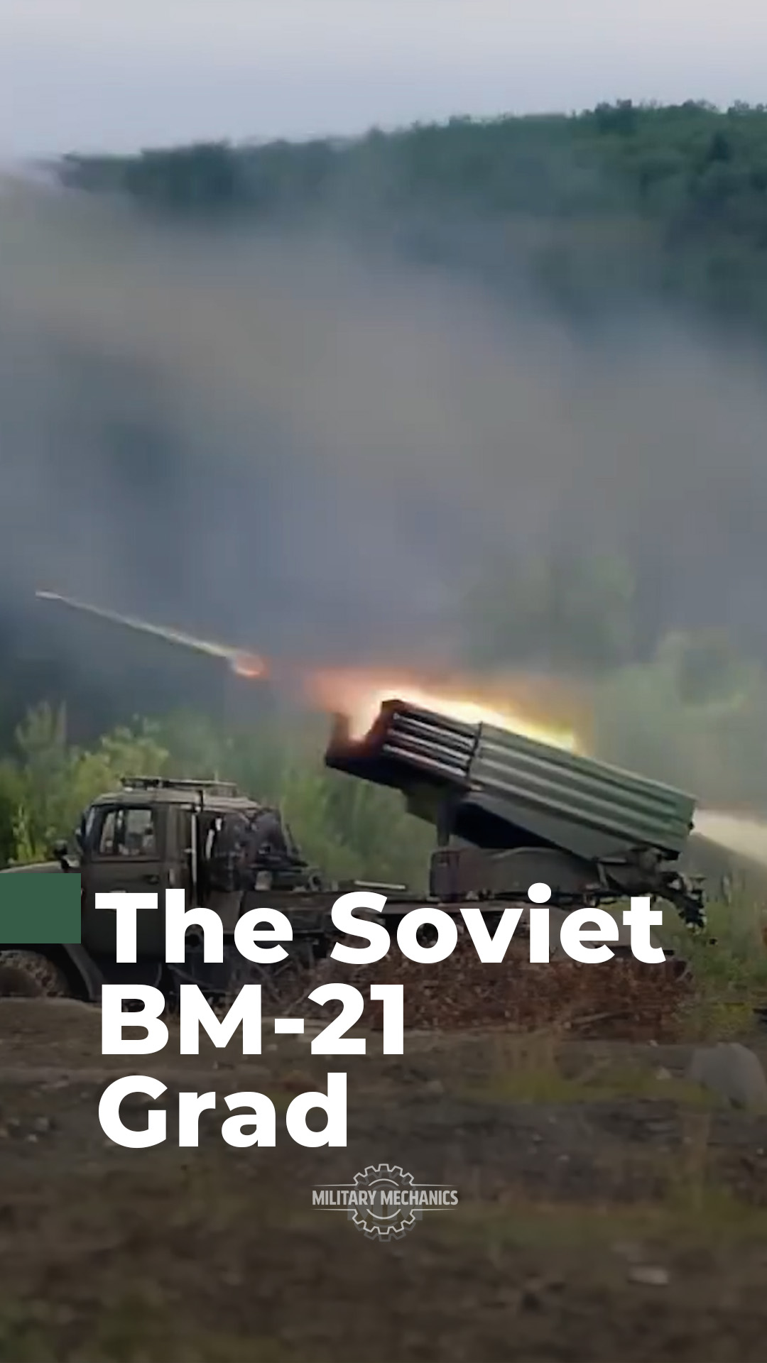 40 rockets fired in seconds. BM-21 Grad unleashed