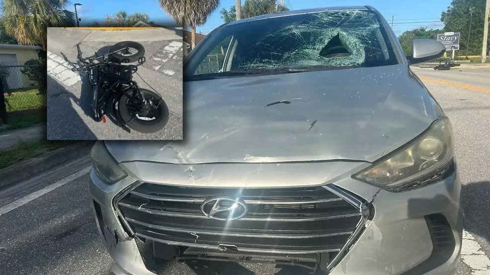 Driver whose car collides with e-bike blames teen for blowing stop sign