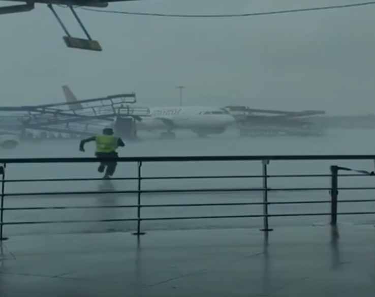 Three planes damaged after storm sends unsecured gear crashing into ...