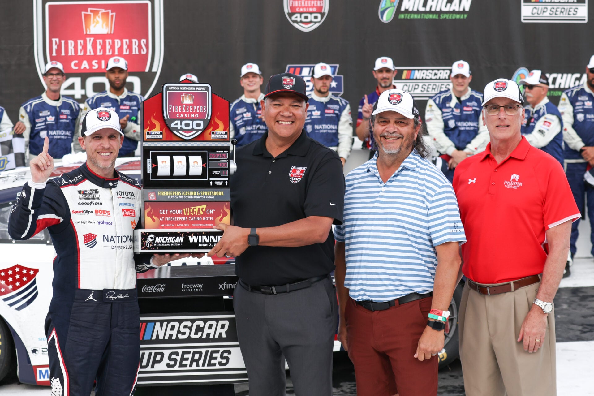 NASCAR Cup Series standings after Denny Hamlin wins FireKeepers Casino 400