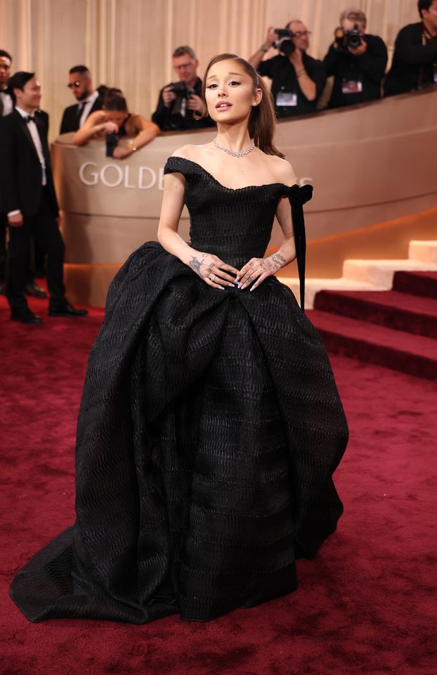 Ariana Grande's lingerie-inspired black dress marks a sharp turn from ...