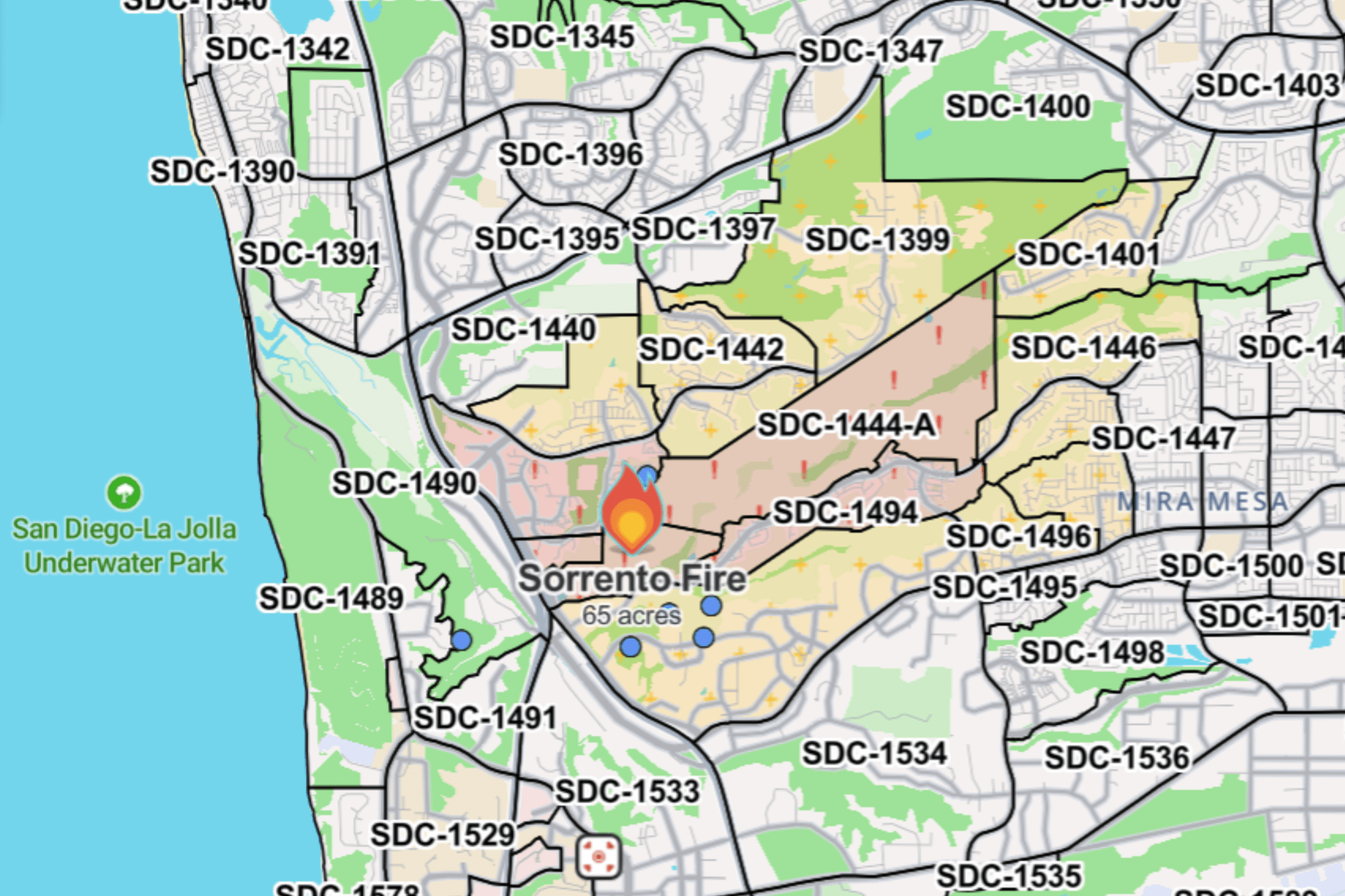 Map shows evacuation zones as Sorrento fire forces residents to flee