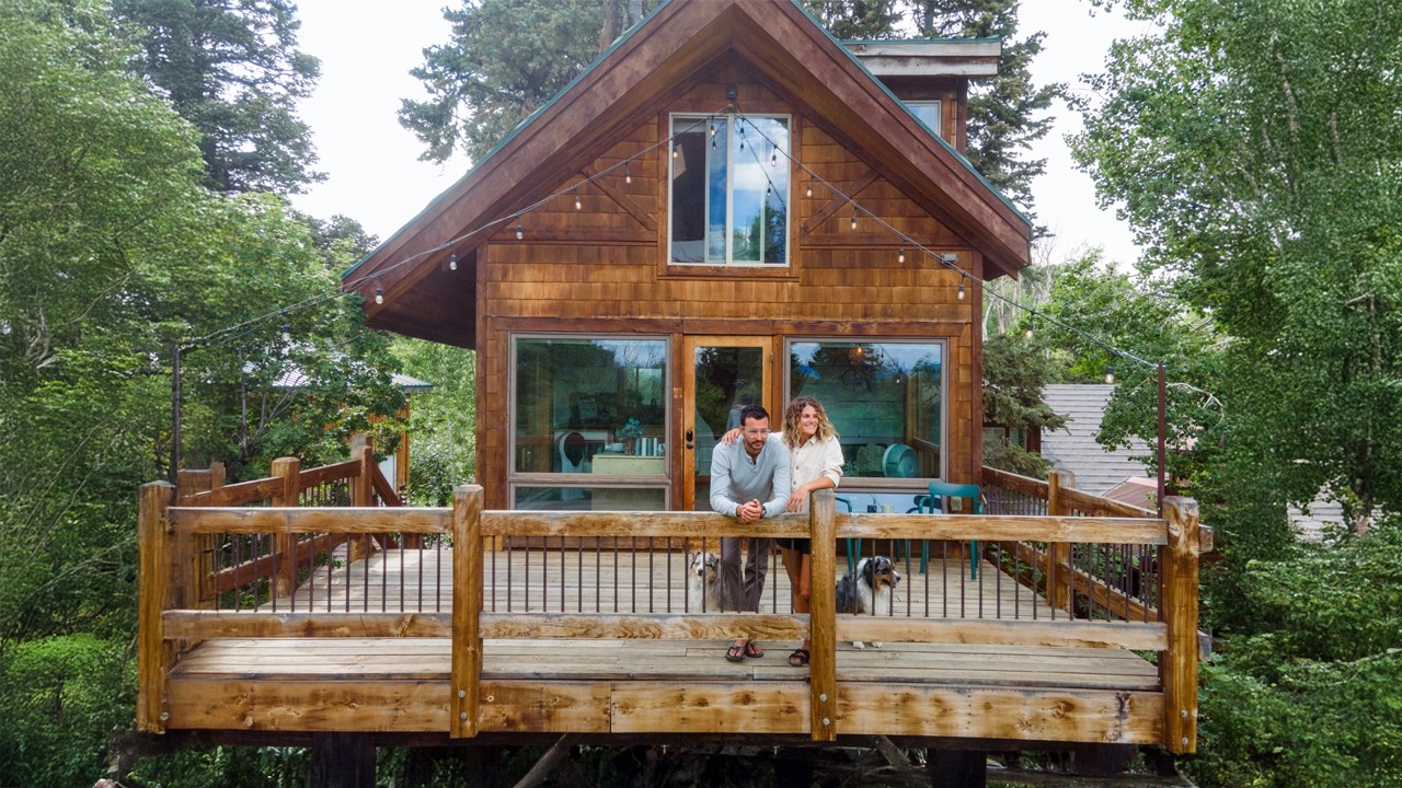 This tiny home has a tree growing right through it