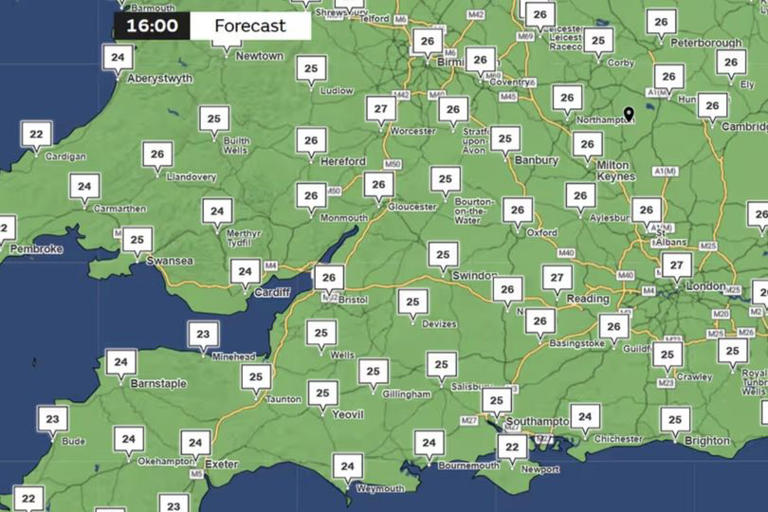 Midlands in for scorching weekend over 26C as full list of affected ...