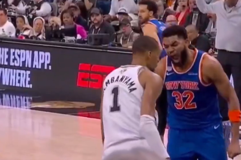 Karl-Anthony Towns le grita a Victor Wembanyama en la cara y luego lo ...