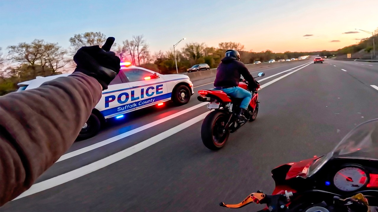 Situation imprévue entre motards et policiers 😱