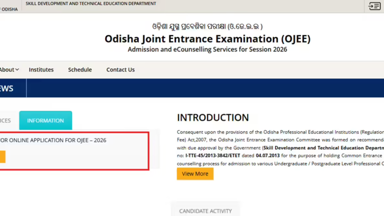 OJEE 2026: Overall results declared: Download rank cards now at ojee.nic.in