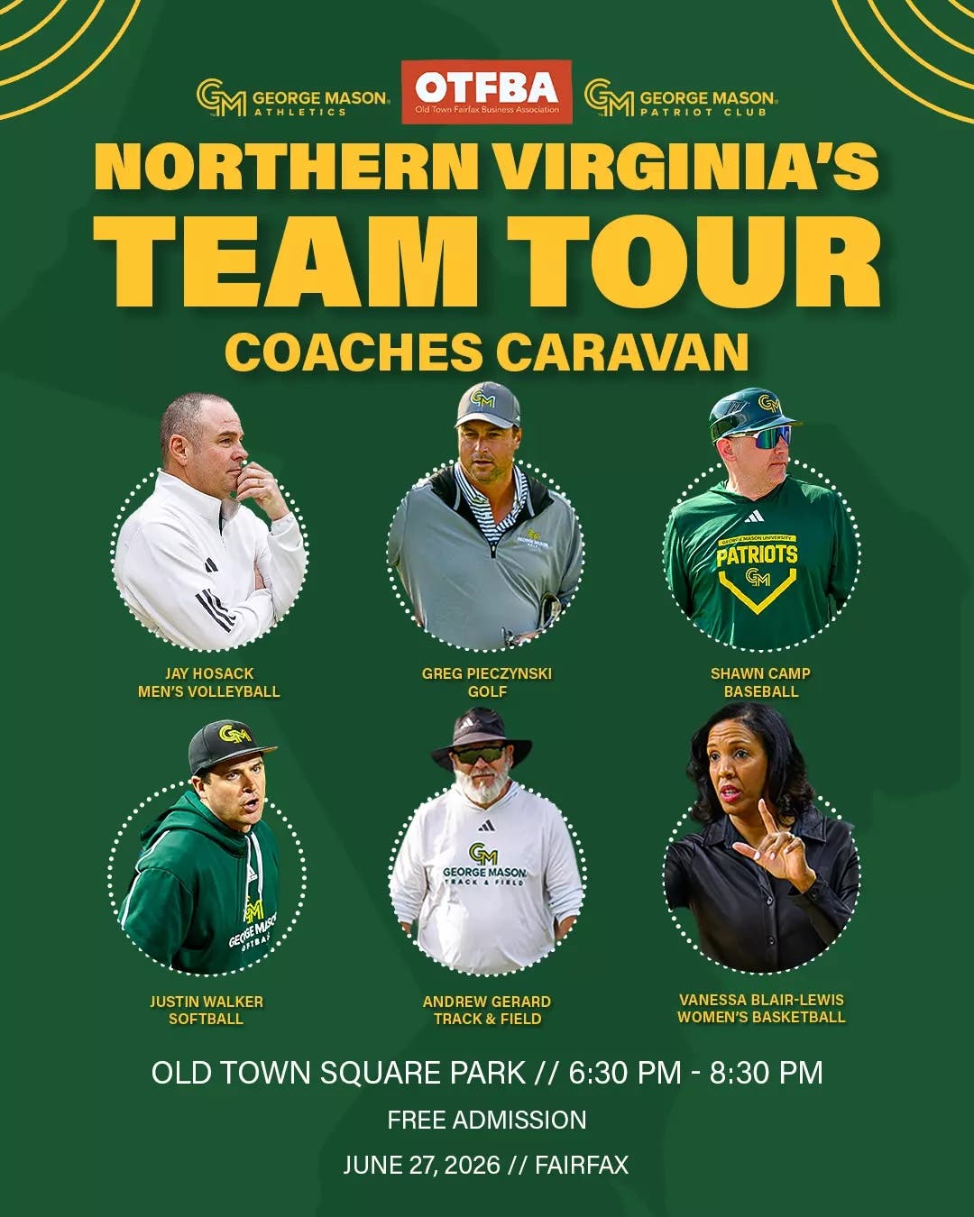 George Mason coaches caravan coming to Old Town Fairfax
