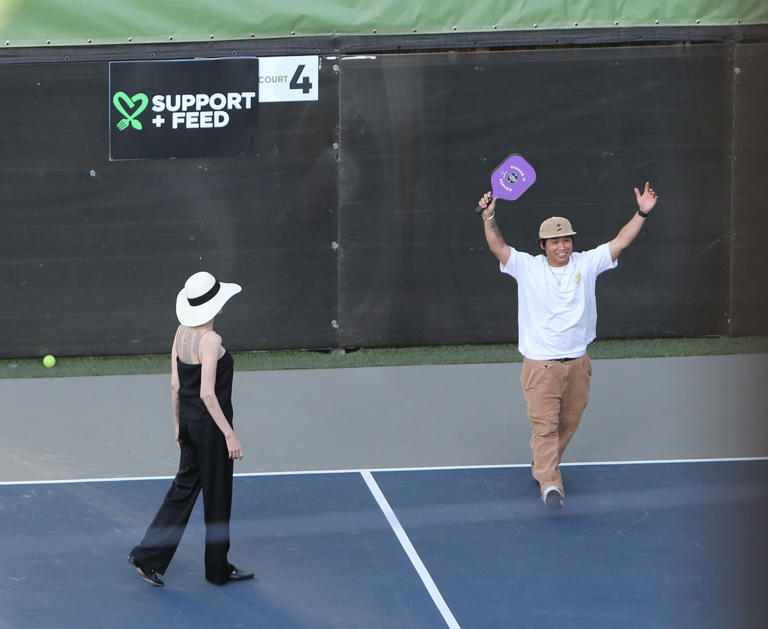 Angelina Jolie plays pickleball with her kids in playful pics