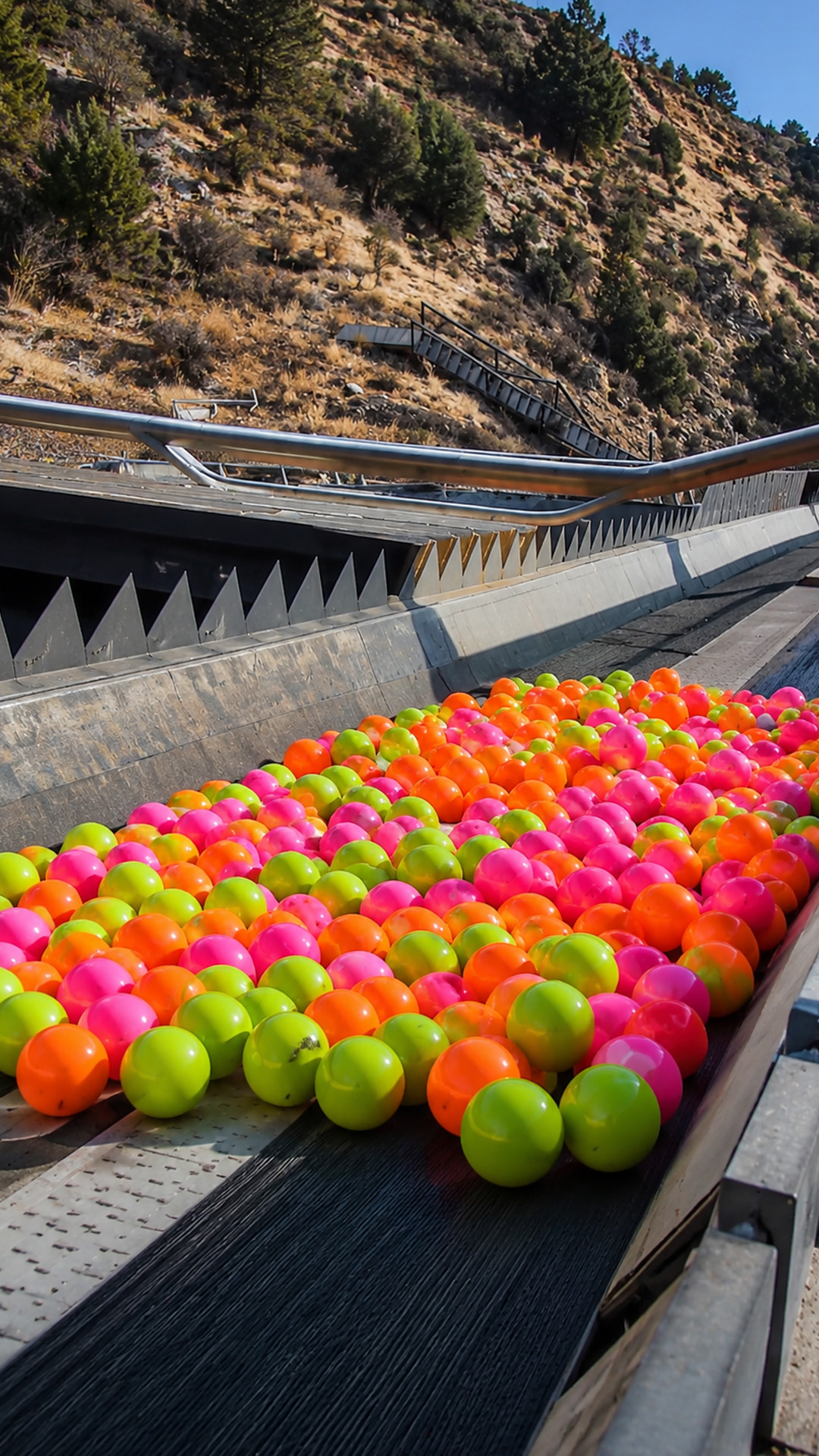 A large scale soccer ball experiment on a ski jump