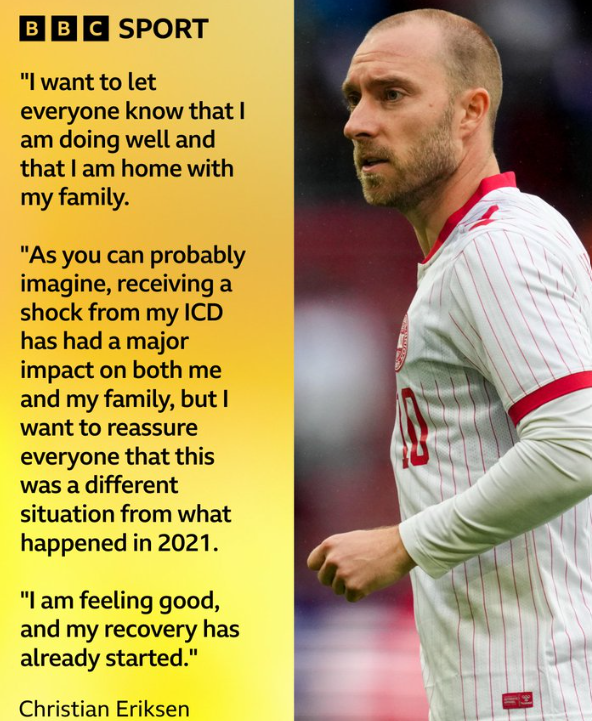 'My recovery has already started' - Eriksen offers update