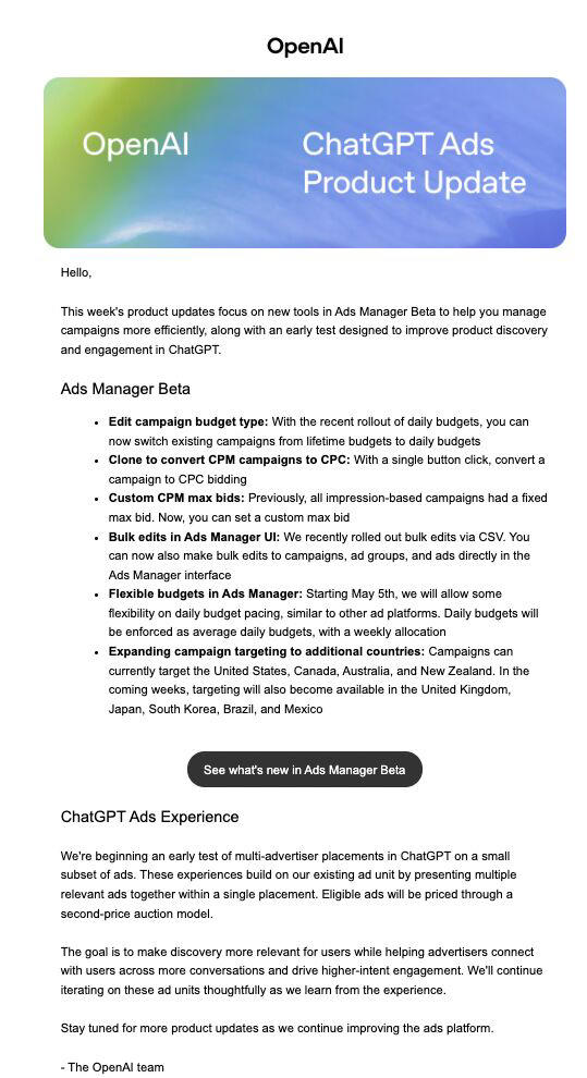 OpenAI to expand ChatGPT ads to new markets & test multi-advertiser ...