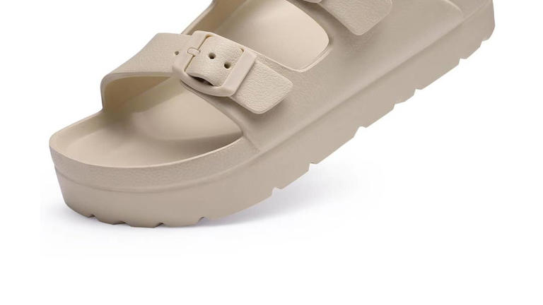 Walmart's 'soft and cushy' $18 platform buckle slide sandals are ...