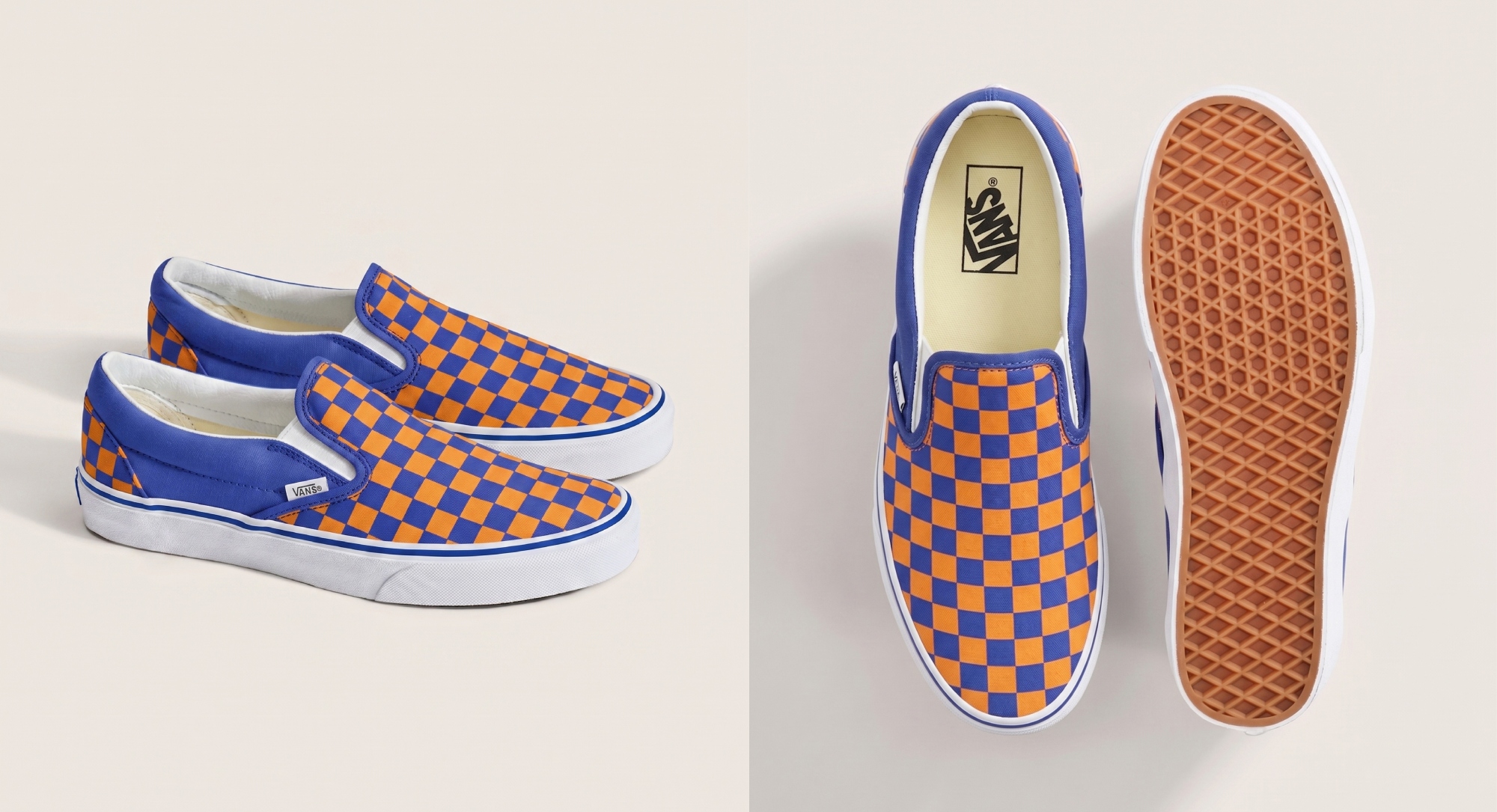 Vans boards the Knicks train with orange and blue checkerboard slip-on
