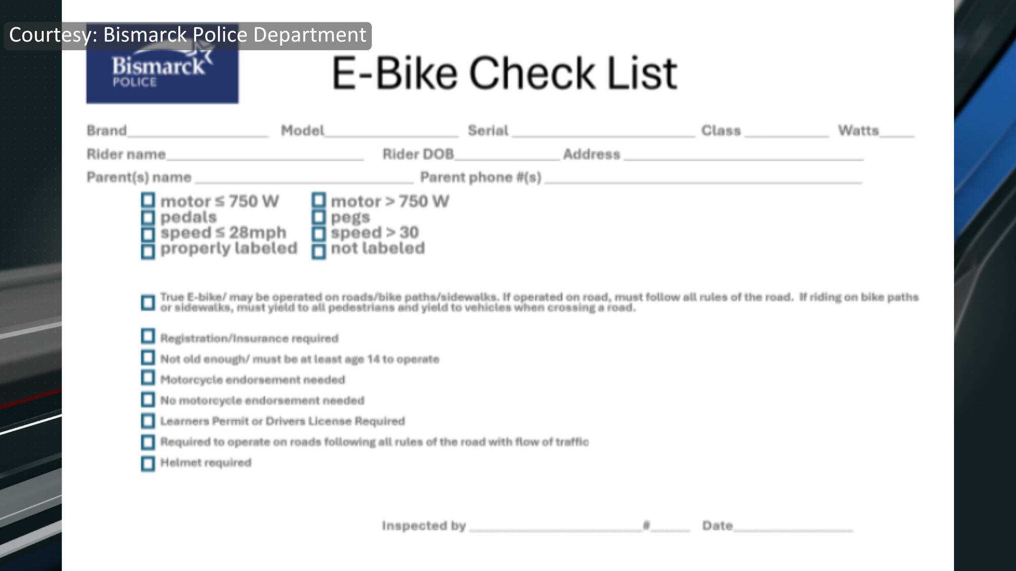 Bismarck PD conducting e-bike checks