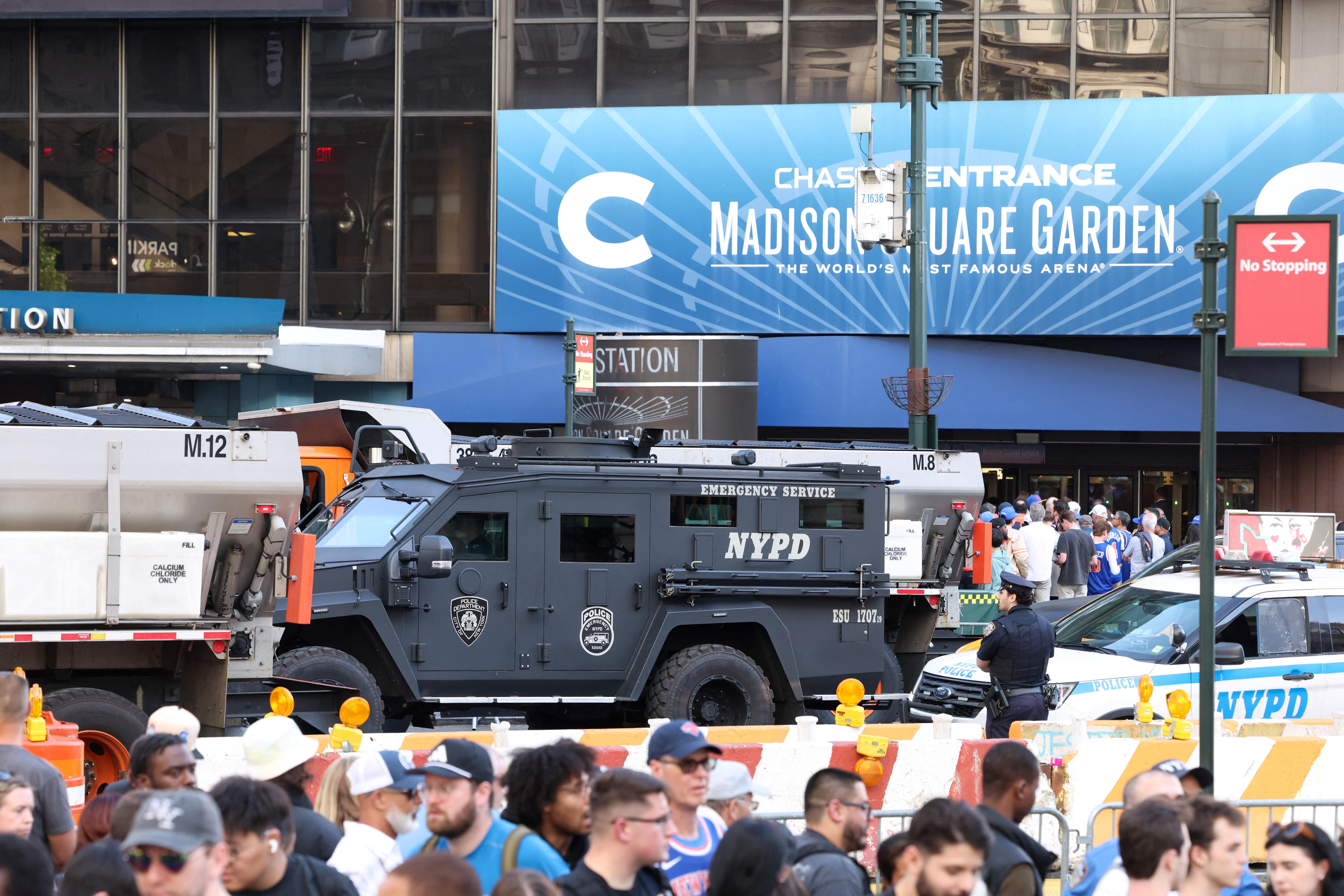 New York on high alert outside Garden before NBA Final, President