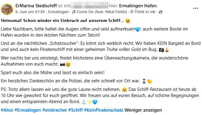 Einbrecher auf dem Schiff: «Wir haben doch keinen Schatz an Bord»