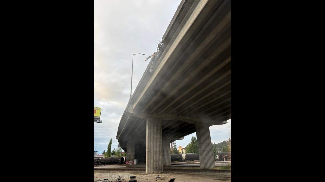 Person killed driving off overpass in Tacoma, plummeting to ground below