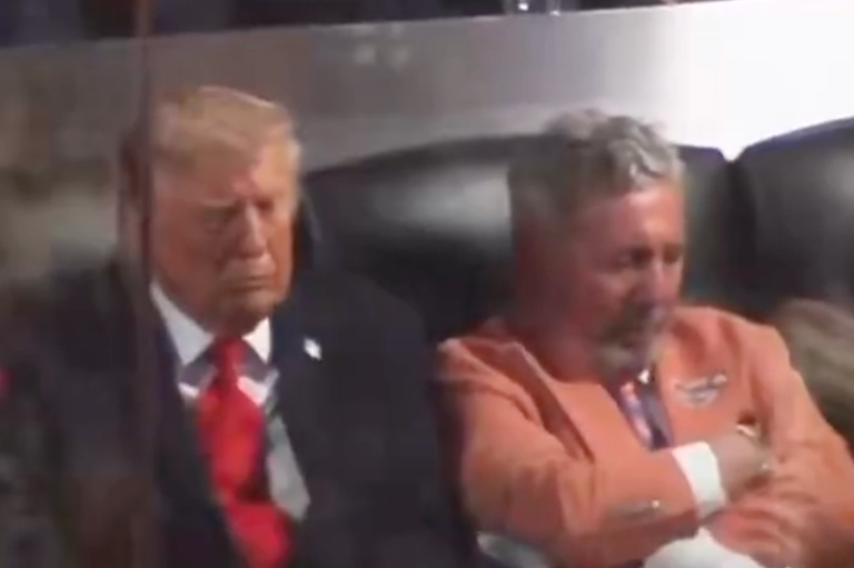 Wild moment Donald Trump appears to fall asleep watching NBA Finals