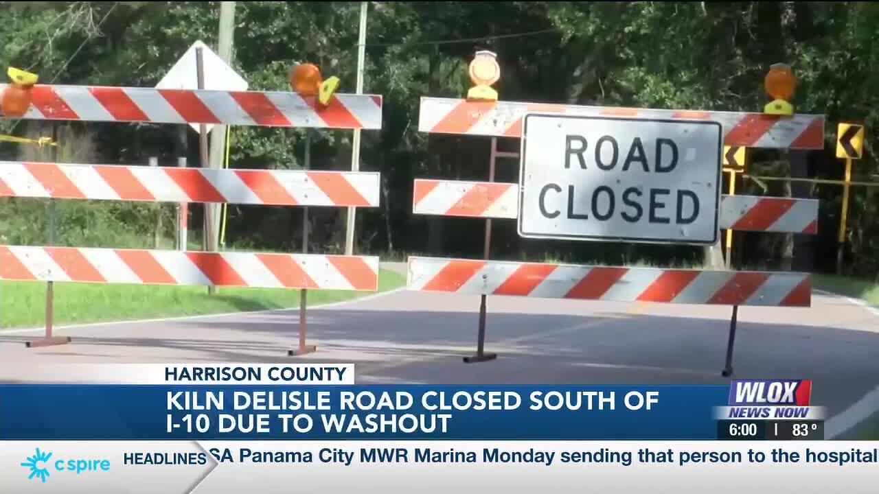 Portion of Kiln Delisle Road closed after washout in Harrison County