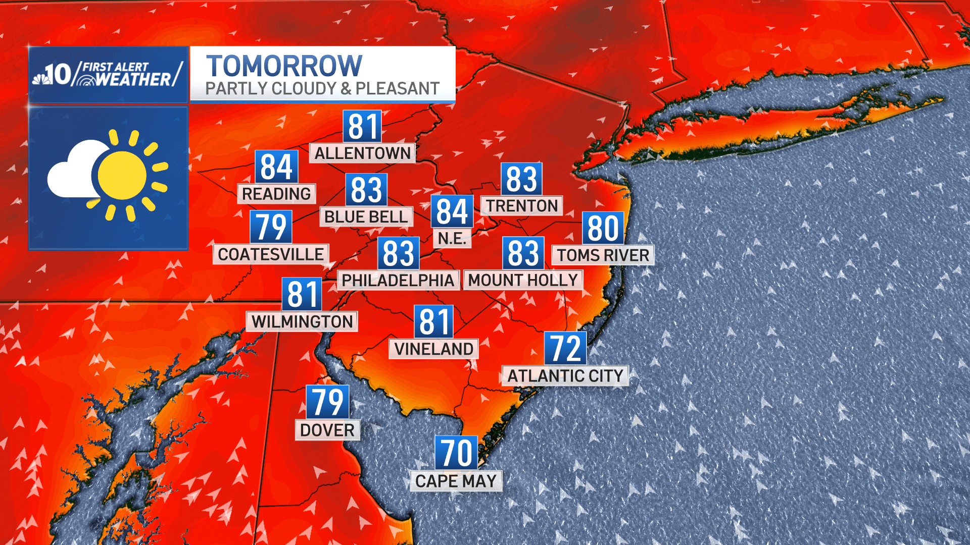 Partly cloudy and pleasant tomorrow