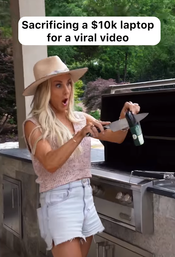 Sacrificing a $10K laptop for a viral video