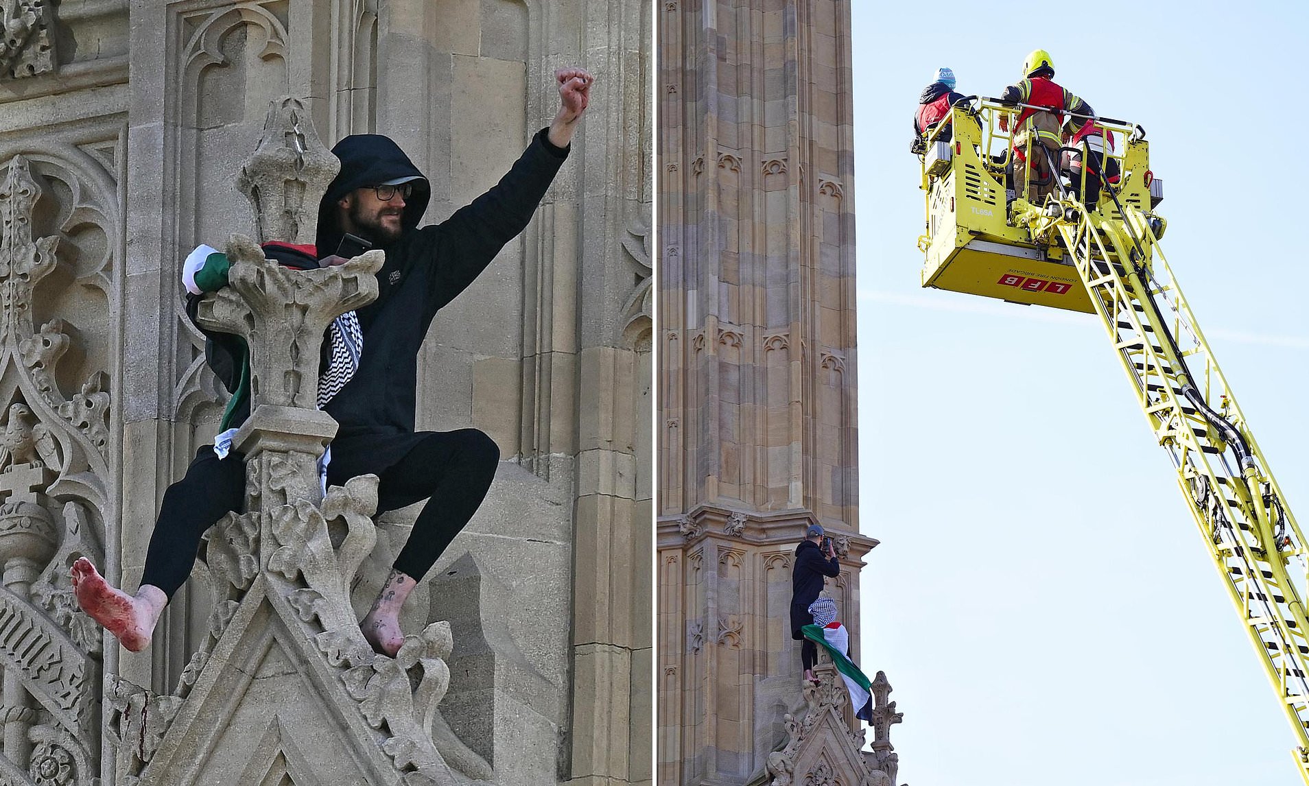 Pro-Palestine protester who climbed Big Ben barefoot denies causing ...