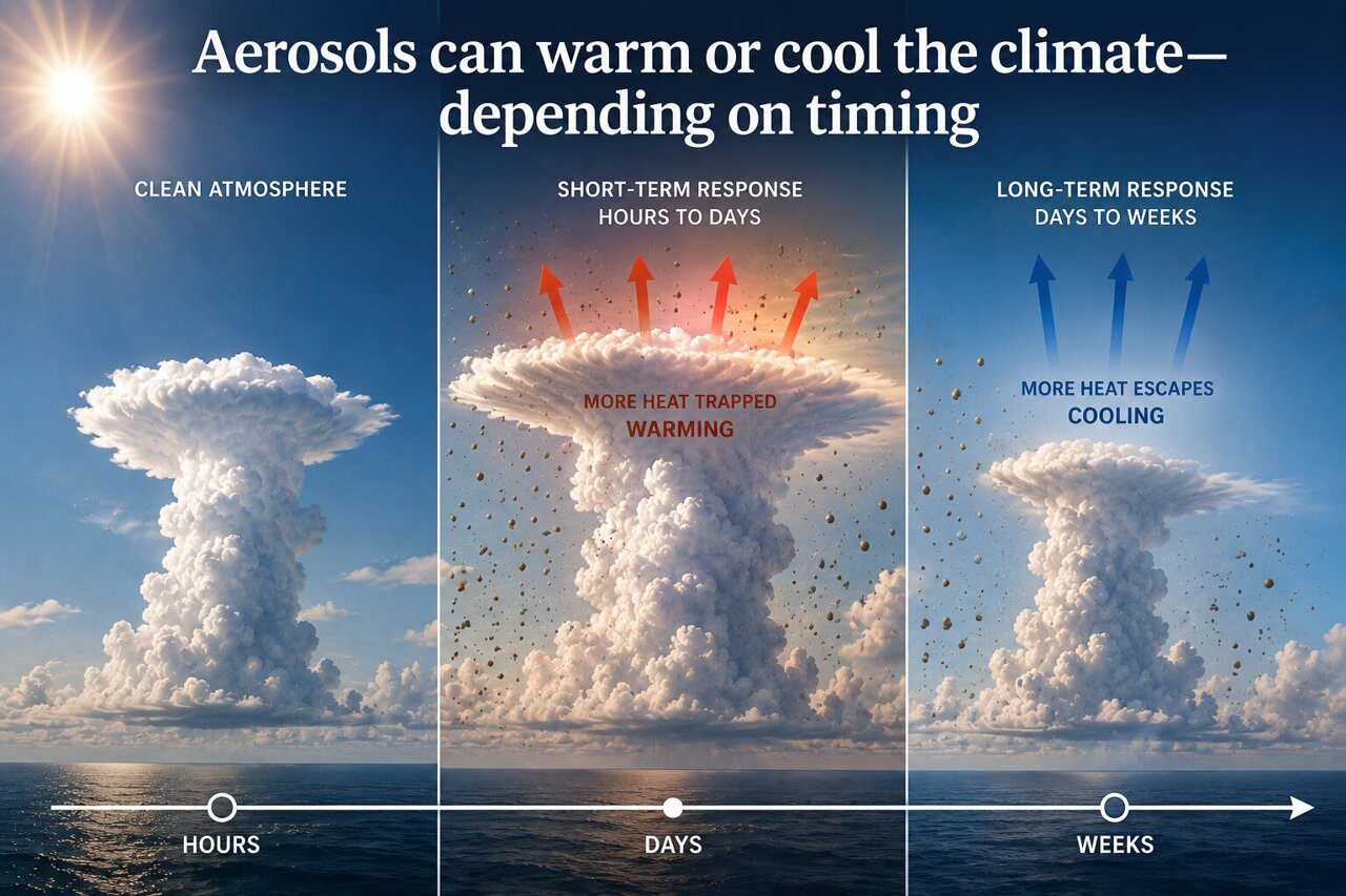 Aerosols may warm or cool the climate depending on timing, new study finds