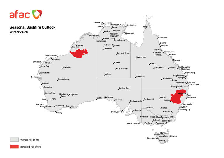 Winter 2026 Australian bushfire outlook