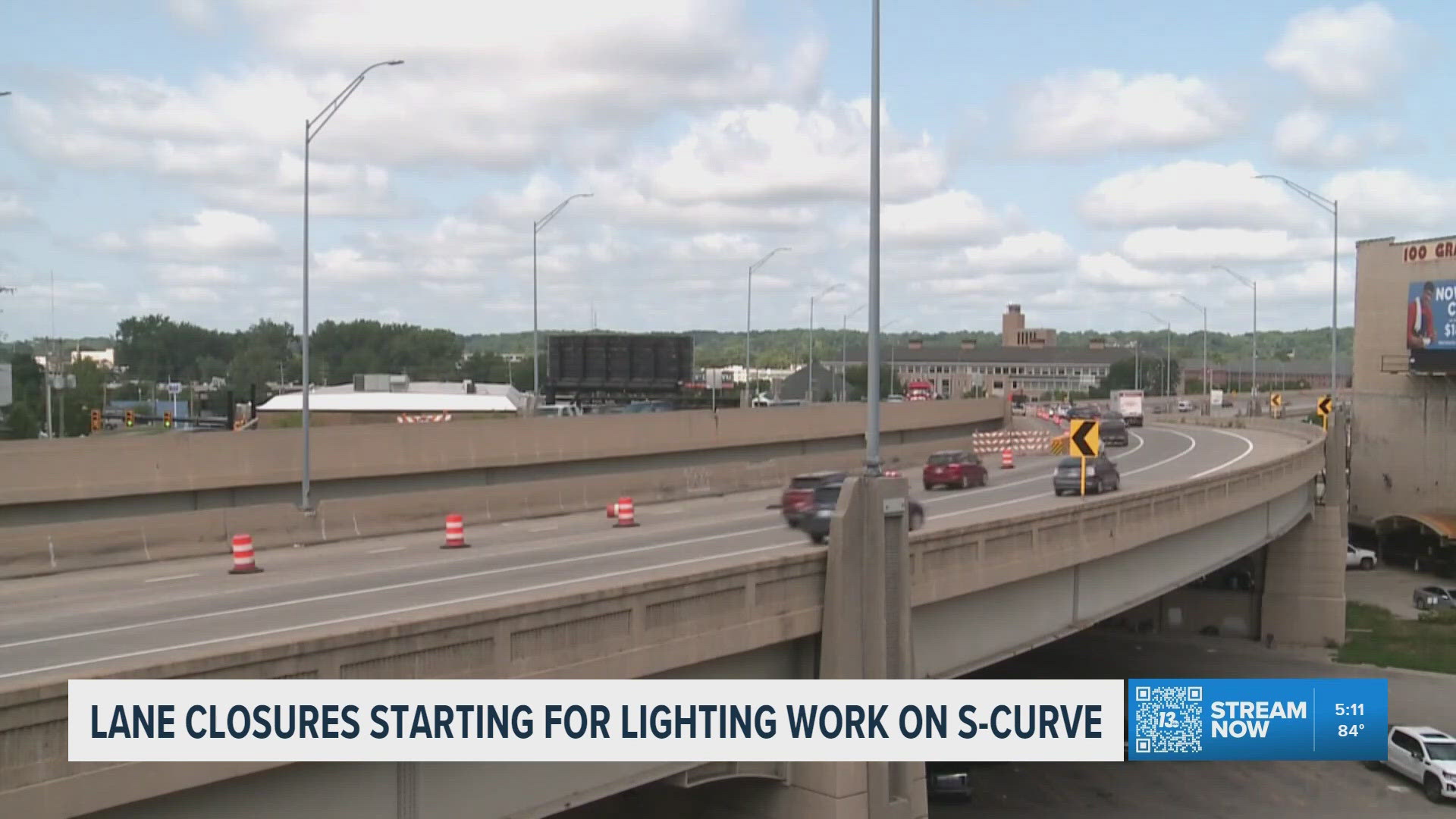 Lane closures starting on US-131 through S-Curve for lighting work