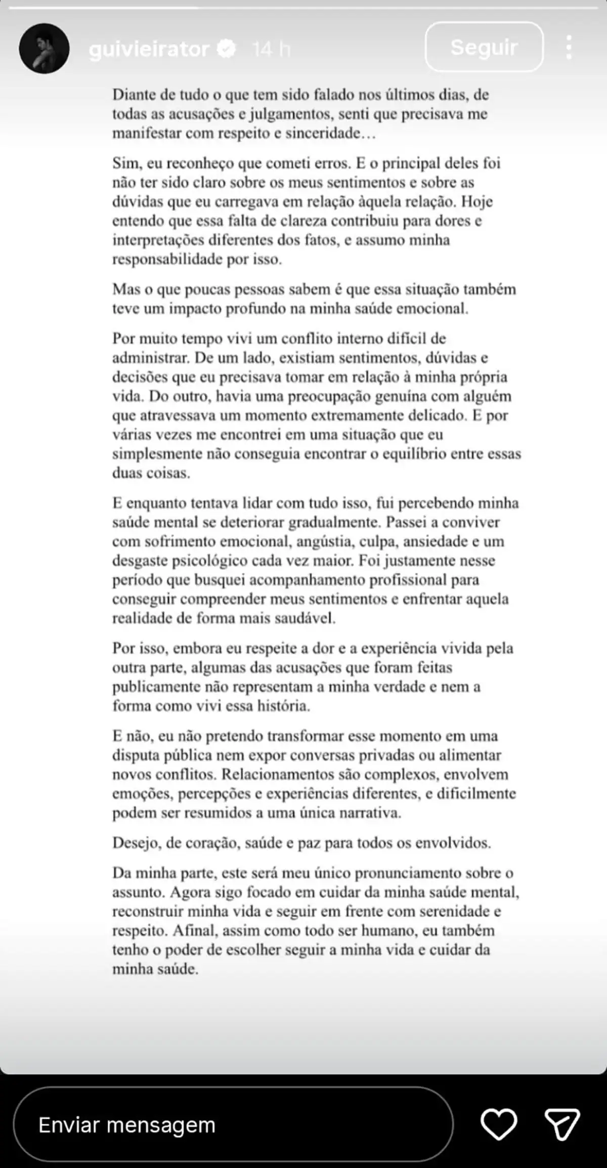Gui Vieira se manifesta após término com Bruna Furlan, neta de Carlos ...