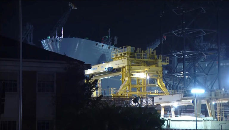Huge fire breaks out on colossal new Navy oil warship docked in San Diego