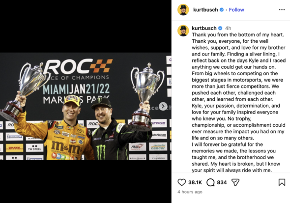 Heartbroken Kurt Busch breaks silence on Kyle's death after finding ...