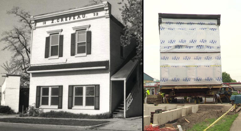 Historic Crepeau Building in South Bend moves to new home