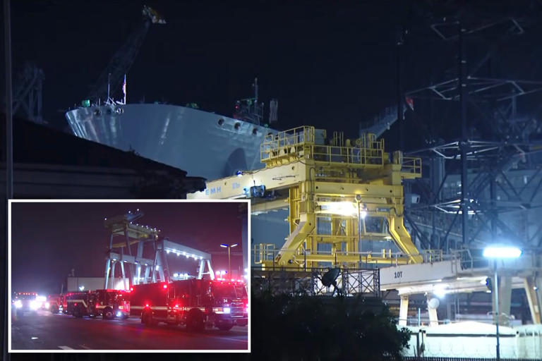 Huge fire breaks out on colossal new Navy oil warship docked in San Diego