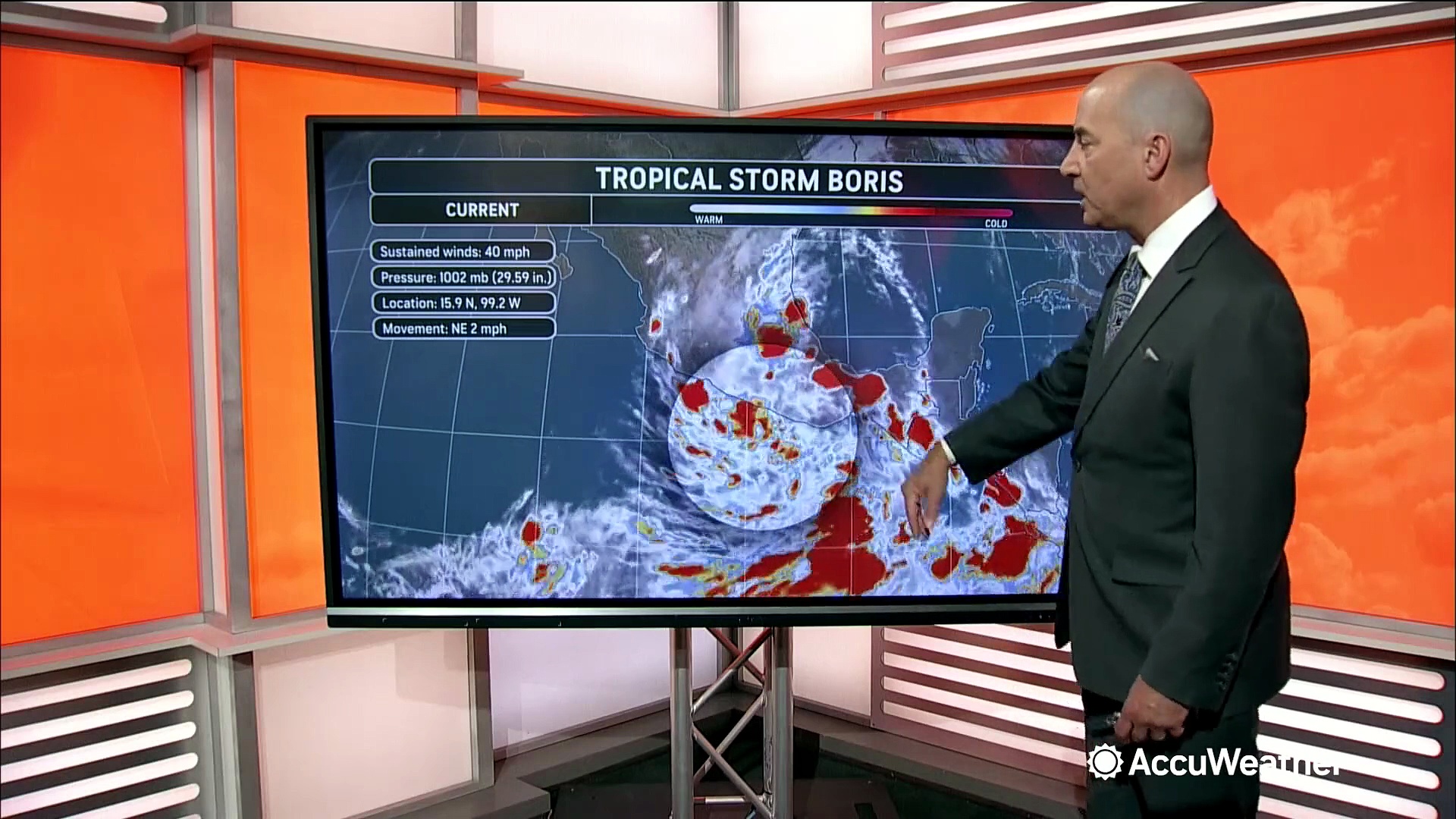 Tracking the eye path of Tropical Storm Boris