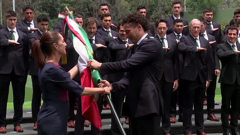 Mexico's Sheinbaum hands flag to World Cup squad in send-off ceremony