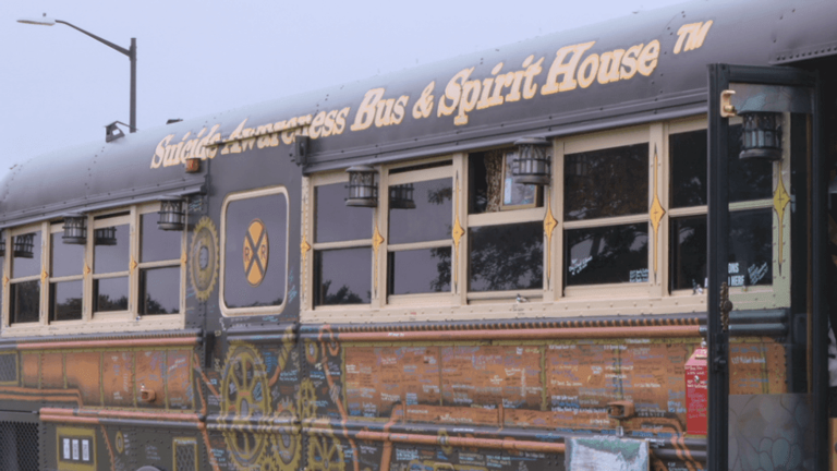 Suicide awareness bus & spirit house makes Kingdom City stop