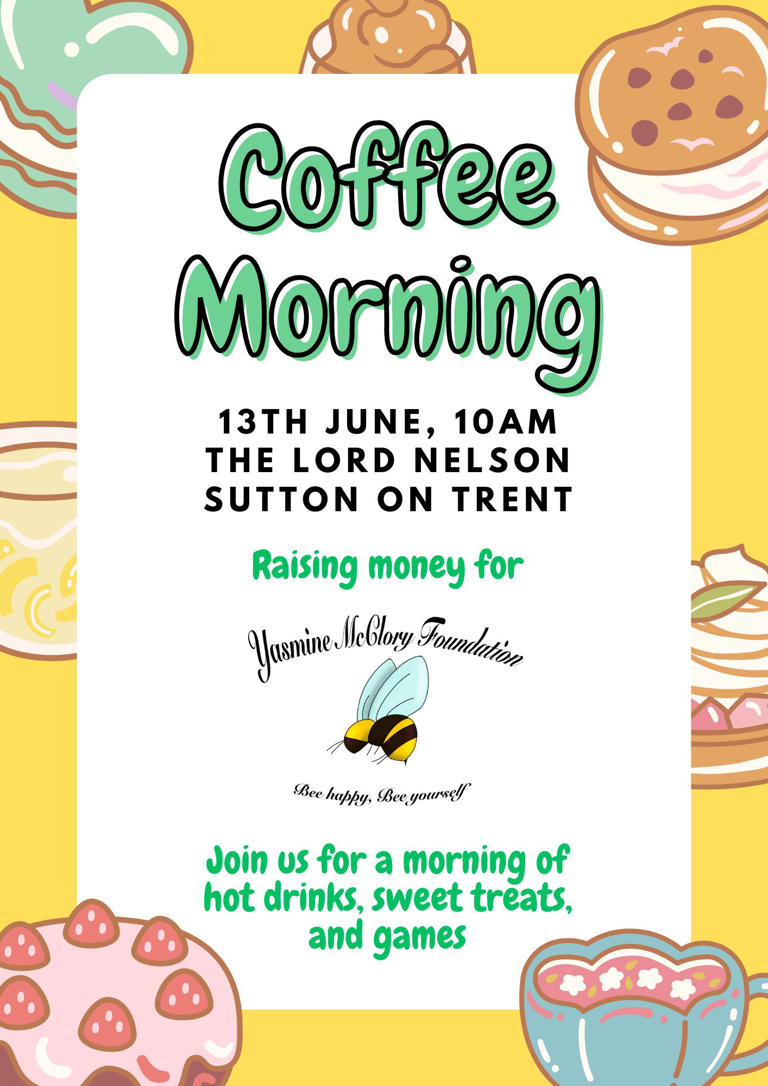 Coffee morning fundraising event for the Yasmine McClory Foundation