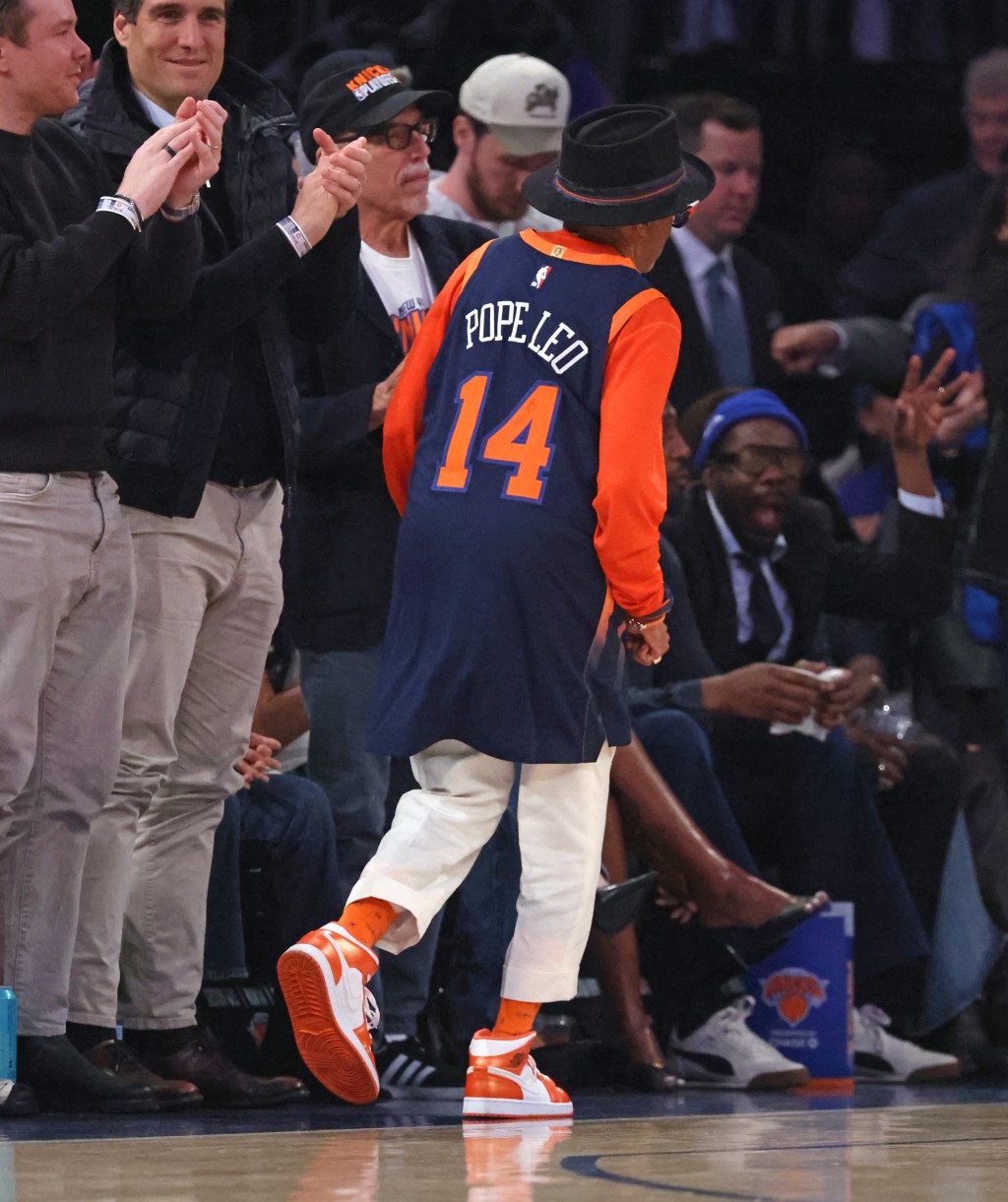 Spike Lee wears autographed Pope Leo XIV Knicks jersey at NBA Finals Game 3