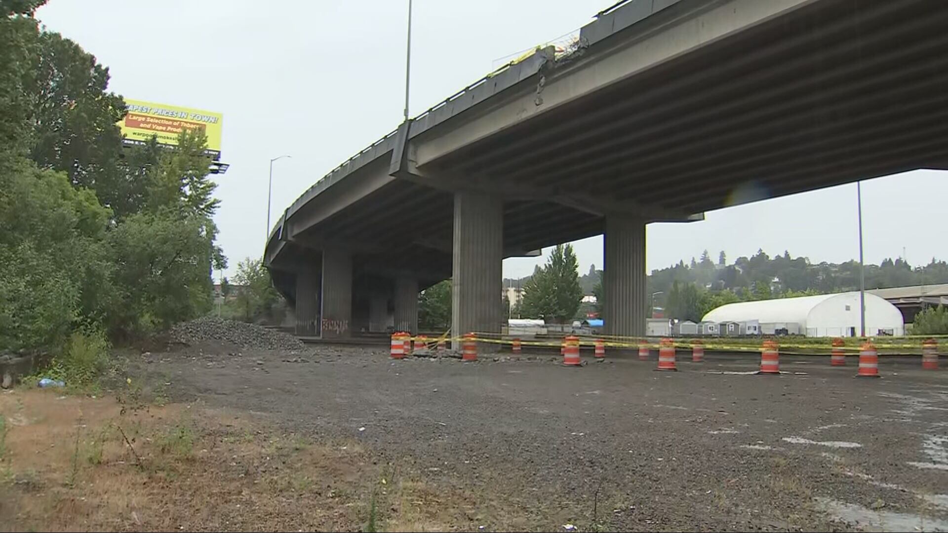 One person dead after driving off overpass in Tacoma