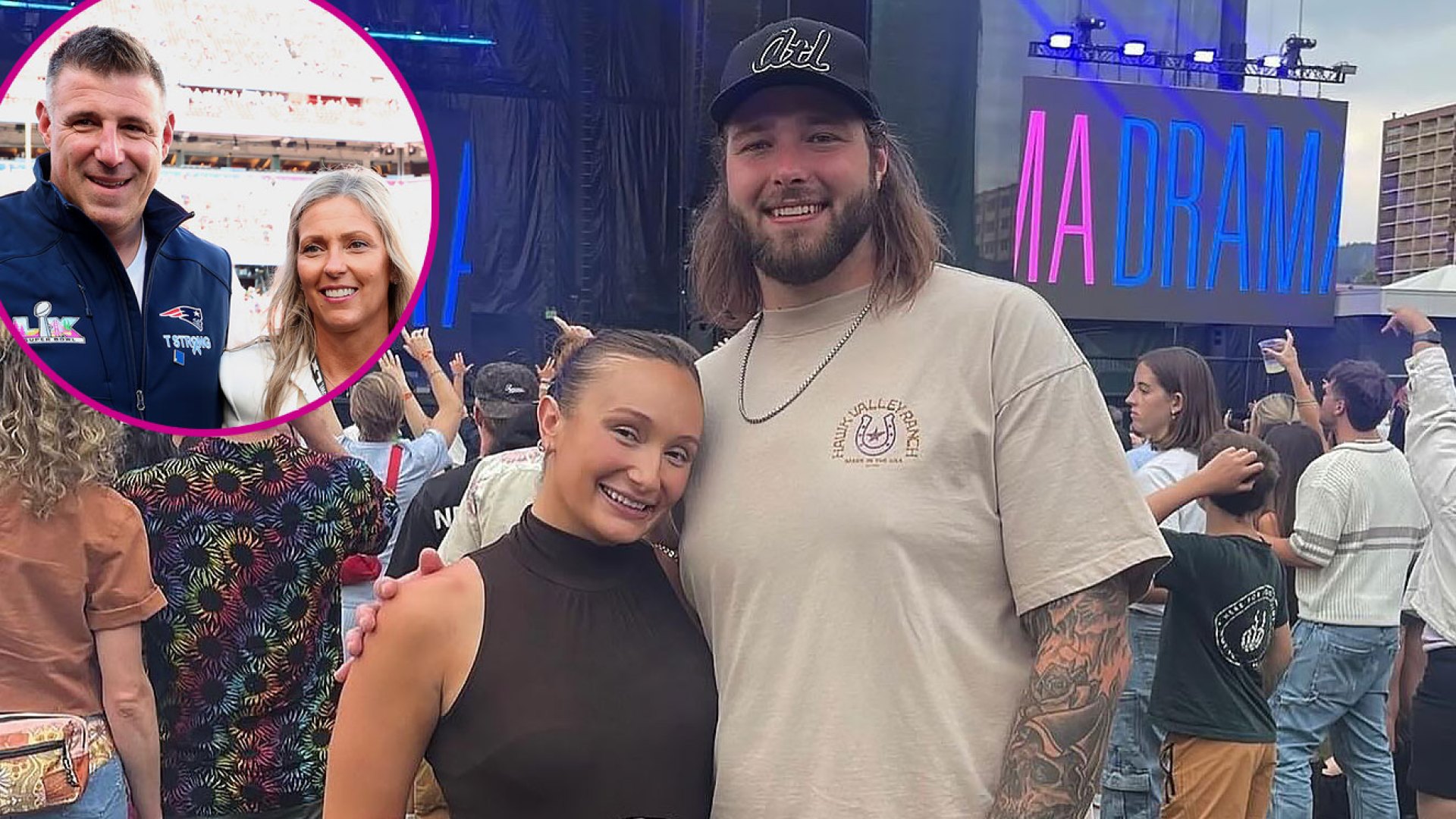 Mike Vrabel poses with wife Jen as their son Tyler announces his engagement