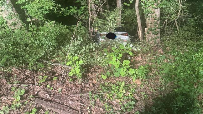 Photos: Driver unhurt after vehicle plunges about 40 feet down embankment