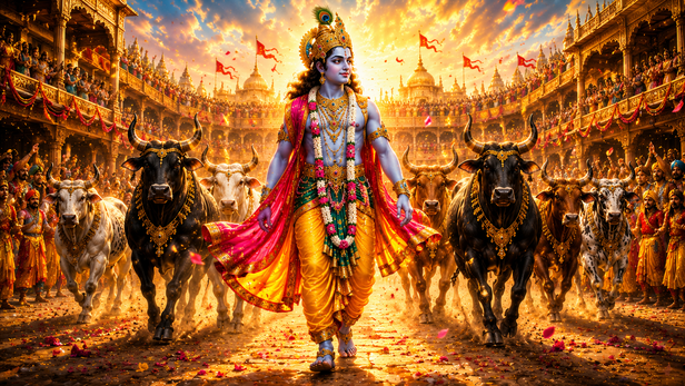 How Krishna tamed 7 wild bulls without a fight