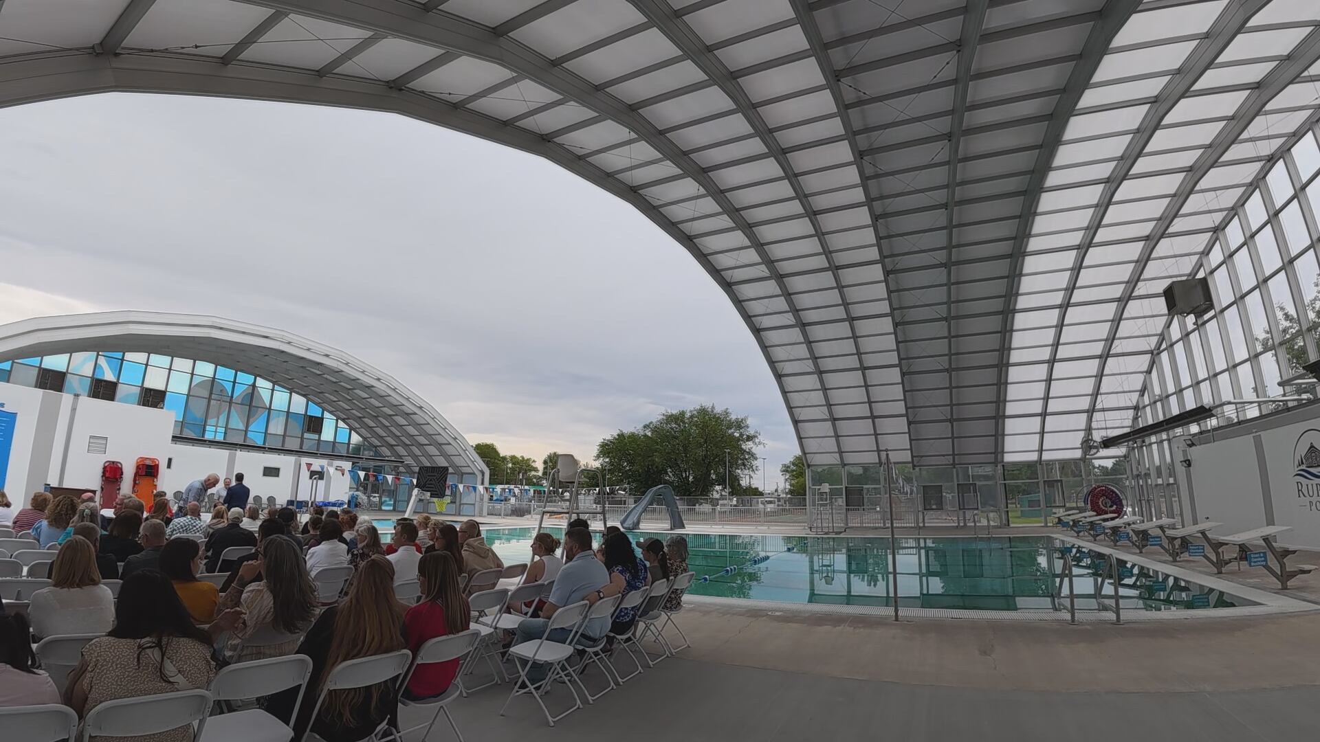 Rupert holds ribbon cutting for new pool with retractable dome
