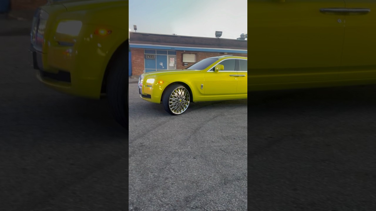 Candy lime gold Rolls-Royce Ghost on 28” DUB floaters