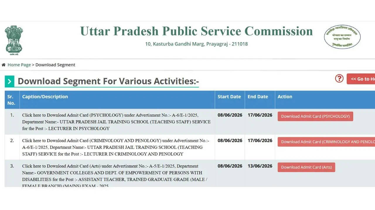UPPSC LT grade teacher mains admit card: Check direct link to download here